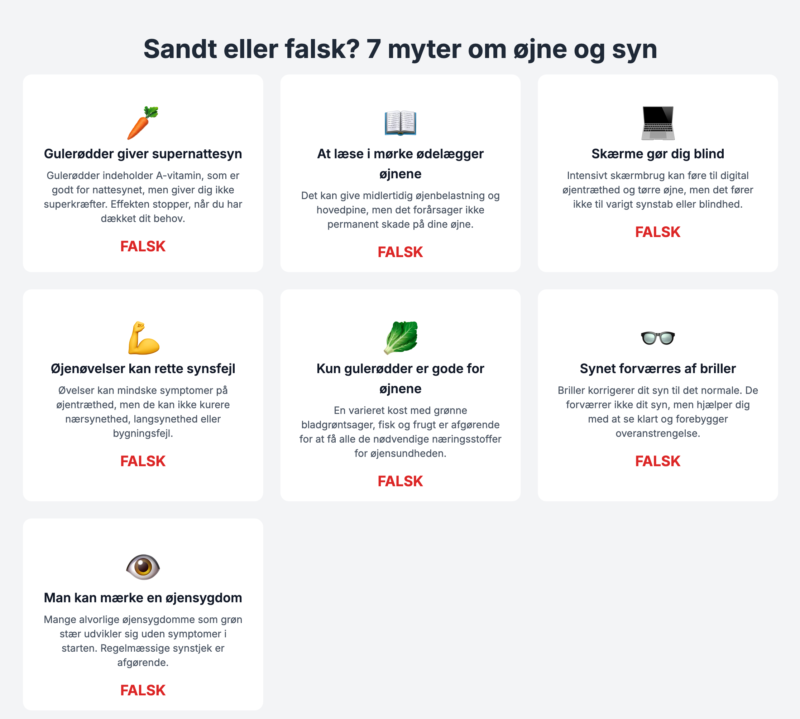7 myter om øjne og syn – sandt eller falsk?